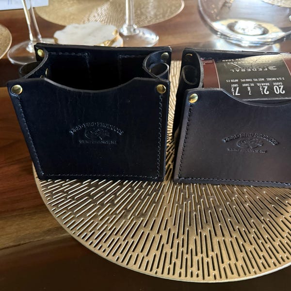 Brown Leather Shell Box Holder With Belt Clip and Spare Shell Holders ...