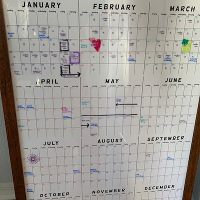 Yearly Calendar Annual Calendar FULL YEAR Calendar LARGE Whiteboard ...