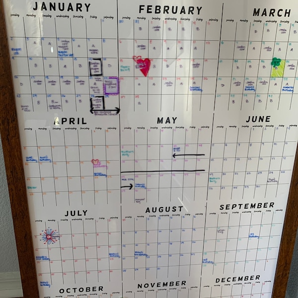Yearly Calendar - Annual Calendar - FULL YEAR Calendar - LARGE ...