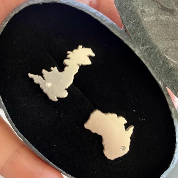 Custom Silver Map Ring for Her | Coastline Two Piece Wedding Band ...