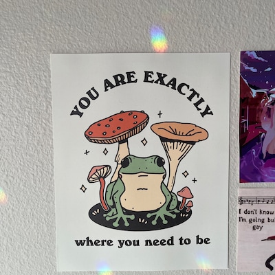 Retro Frog Poster Print, Positive Quote, Vintage Frog Mushroom ...