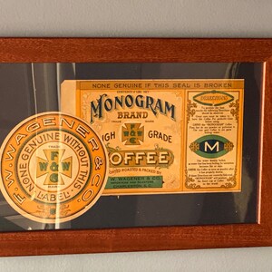 2 Original Vintage Tin Can Label 1920s Monogram Coffee - Etsy