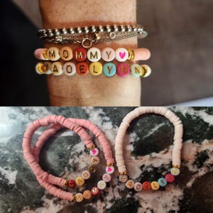 Back to School, Mama & Mini Bracelet Set, Stretch With Heishi Beads and ...