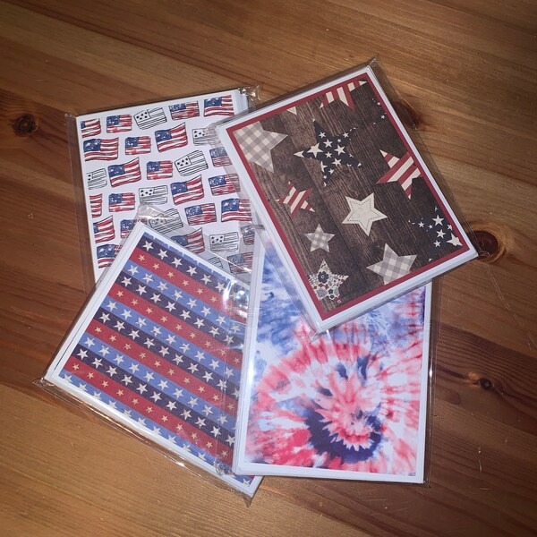Set of 6 Stars and Stripes Patriotic Notecards With Envelopes, Stars ...