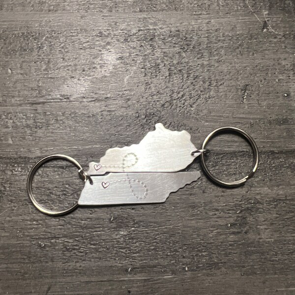 Choose Your State or Country Custom Long Distance Keychain Set - Etsy