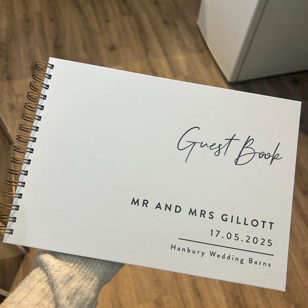 Minimal Script Wedding Guest Book - Personalised Guest Book - Custom ...