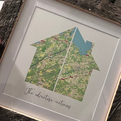 Split House Map Moving Away Gift the Journey Continues Retirement Gift ...