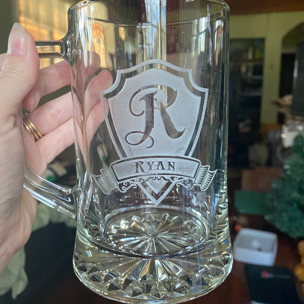 Custom Beer Mug / Monogram Beer Mug / Custom Beer Glasses / Etched Beer ...
