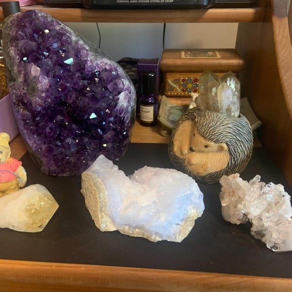 Beautiful Amethyst Cathedral With Shinny Crystals & Agate Shell, Self ...