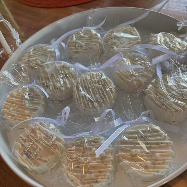 1 Dozen White Silver Pearl Oreos Chocolate Covered Oreo Party Favors ...