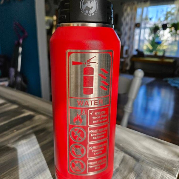 Personalized Fire Extinguisher Water Bottle, Custom Engraved ...