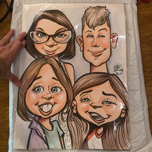 4 Faces Color Caricature Portrait - Etsy