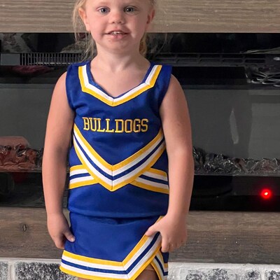 Blue & Gold Cheer Uniform, Blue and Yellow Cheerleading Uniform, Girls ...