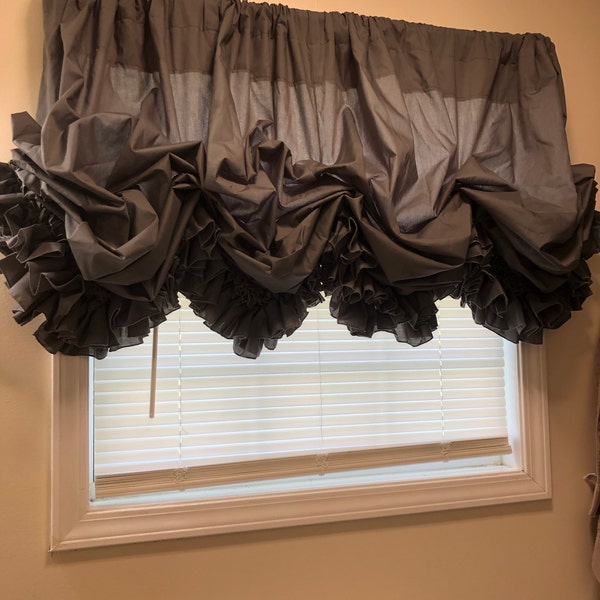 Dark Gray Double Ruffle Balloon Curtain - Etsy