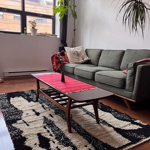 Unique Beni Ourain Rug New Berber Design Hand-knotted Moroccan Wool Rug ...