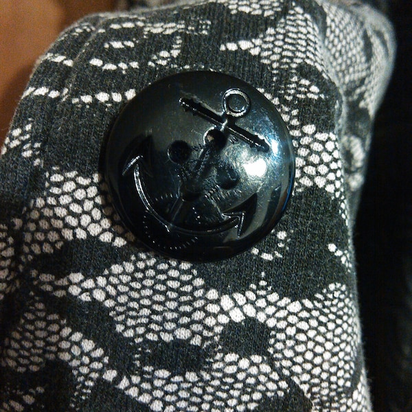 Anchor Button, Peacoat Button, Black Button, 1-1/16" (28mm) in Diameter ...
