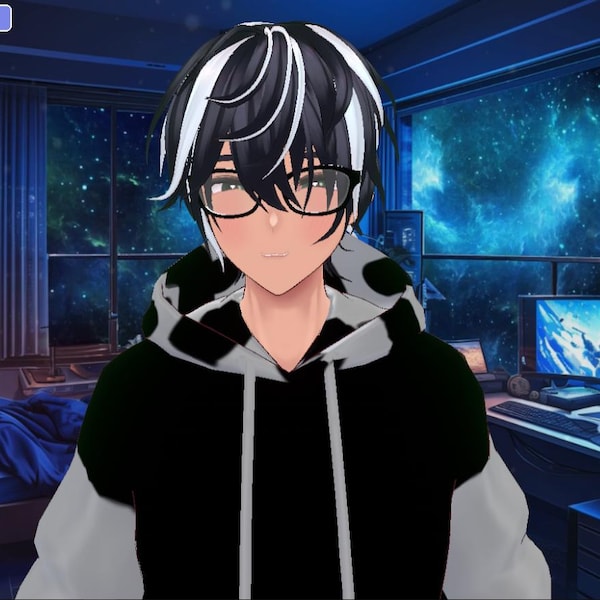 Vtuber Blue Cosmic Bedroom Animation | Seamless Loop Lofi Background ...