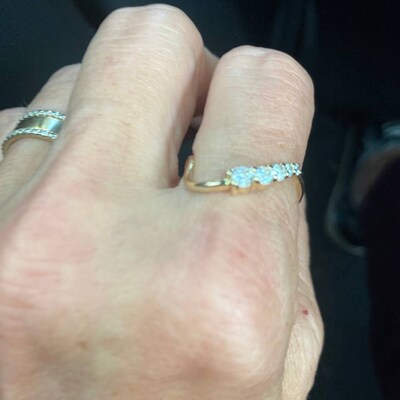 14k Moon Phases Curve Ring Enhancer, Solid Gold Tiny Moissanite Lunar Wedding Ring Women, Simple ...