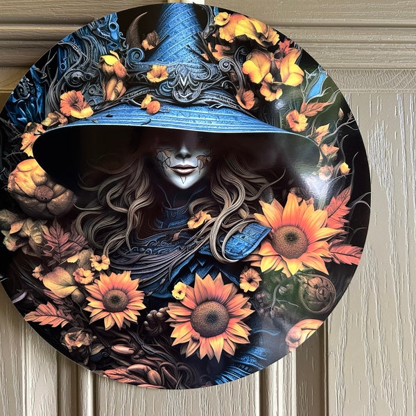 Samhain Dark Fall Sign, Witch Sunflower Decor, Samhain Wreath Sign ...