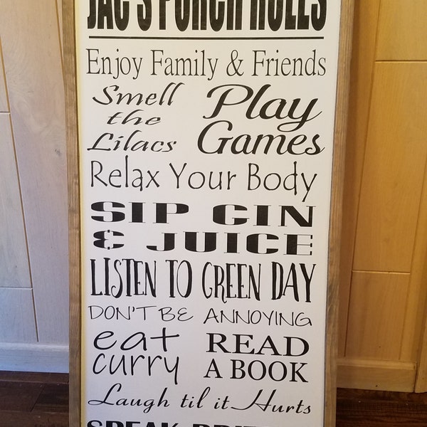 Personalized Porch Rules Sign: Custom Wooden Family Sign, Farmhouse ...