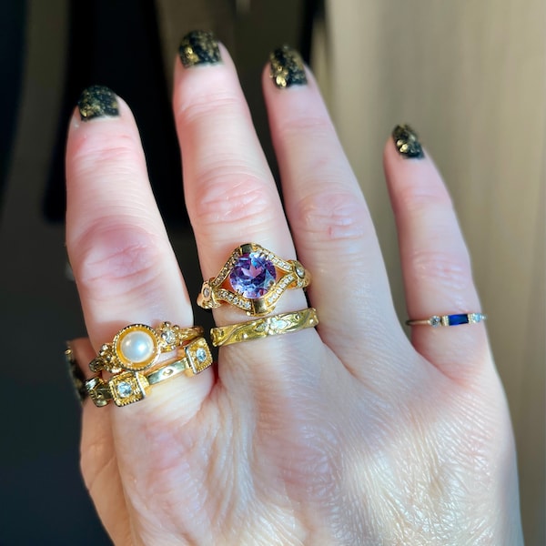 2.55cts Alexandrite Gemstone Engagement Ring, Alex Stone Ring, Bridal ...