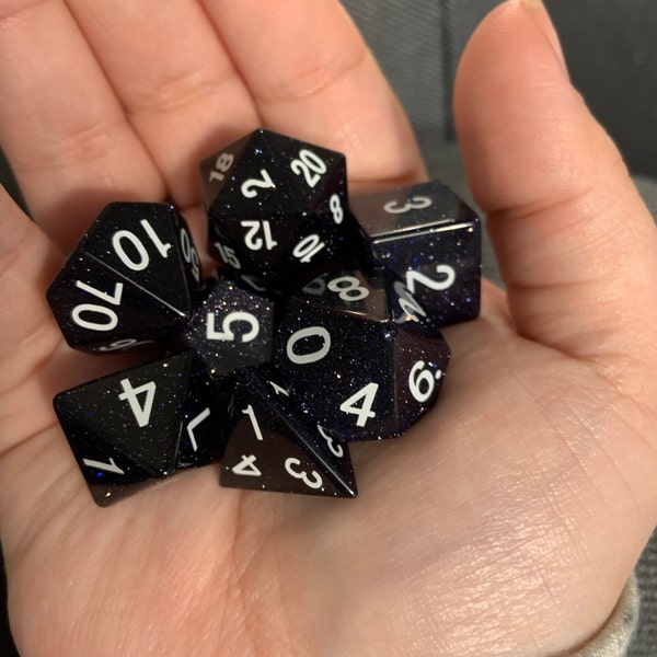 Blue Sandstone Gemstone Dice: Handcarved Polyhedral Dice Set Full-sized ...