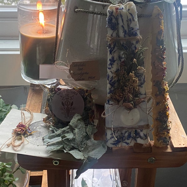 Set Herbal Ritual Candles, Moon Candles, Altar Candles, Spell Candles ...