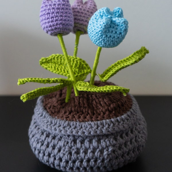 Tulip Flowerpot Crochet Pattern | Flower Bouquet DIY Crochet Pattern ...