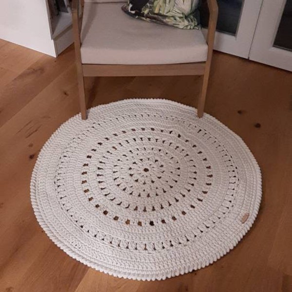 Teppich rund Badezimmer, Baumwollteppich beige, Teppich Babyzimmer ...