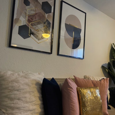 Blush Navy Gold Set of 2 Printable Abstract Digital Download Pink Blue ...