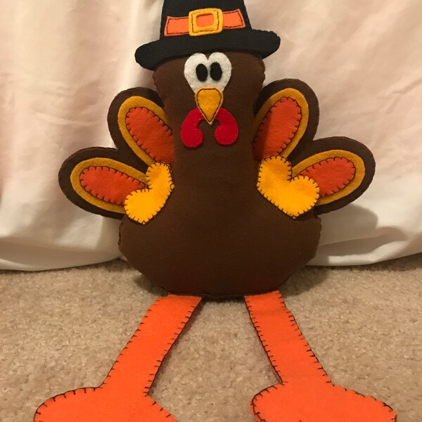 Felt Turkey Sewing Pattern: Thanksgiving Plush Toy With Pilgrim Hat ...