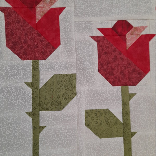Fresh Roses Quilt Block Pattern PDF Instant Download - Instructions for ...