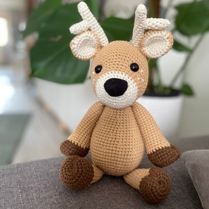 Little Deer Stuffed Crochet Gift - Cute Reindeer Amigurumi Handmade Toy ...