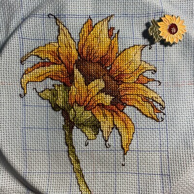 Sunflower Cross Stitch Chart, Flower Counted Cross Stitch Pattern Pdf ...