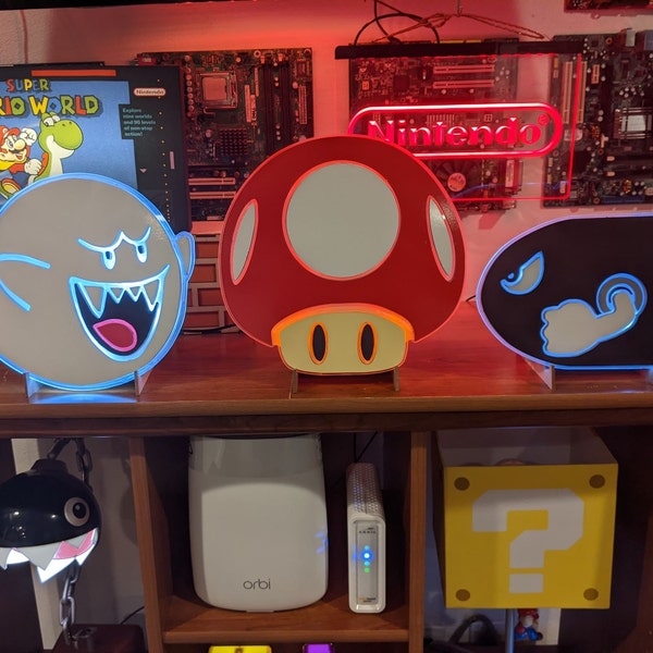 Mario Super Mushroom Sign , Neon Like , LED , Super Mario, Light , Wall ...