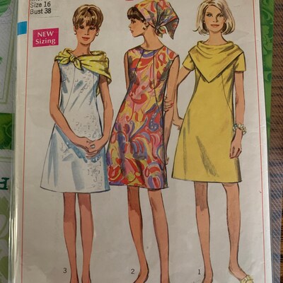 Vintage 1970's Mini Dress and Smock Patternsimplicity 9800size 8 Bust ...