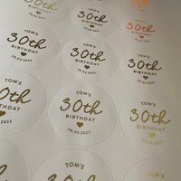 30th Birthday Stickers, Personalised Birthday Sticker, Foil Birthday ...