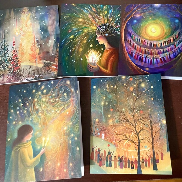 Yule Cards - Arctic Fox With Winter Berries Yule Card - Pagan Christmas Card, Wiccan Card ...