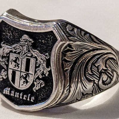 Personalized Coat of Arms Signet Ring, Family Crest Signet Ring, Family ...