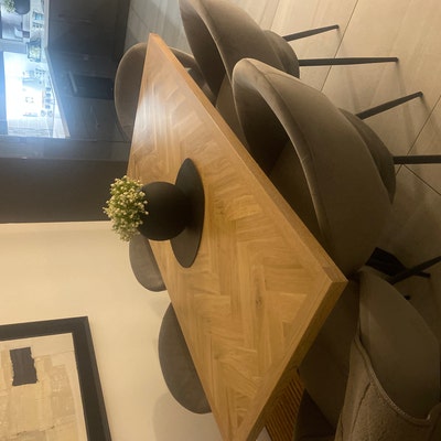 Parquet / Chevron Dining Table Solid Oak Made to Measure / Bespoke ...