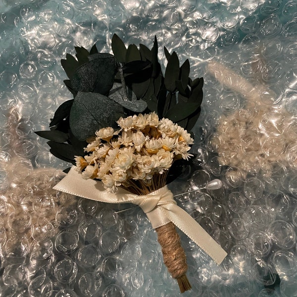 Eucalyptus Boutonniere, Groomsmen Pins Greenery, Natural Boho Wedding ...