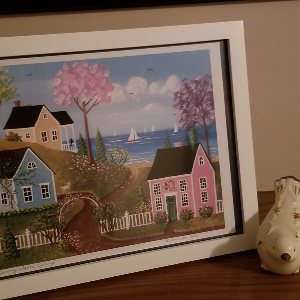 Sunny Warm Spring Folk Art Print - Etsy