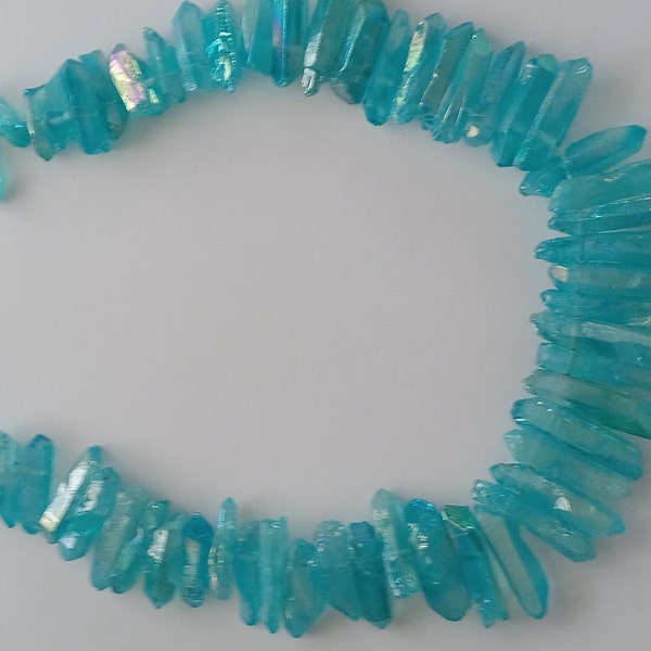 Bright Blue Aura Quartz Crystal Points Raw Rough Crystal Quartz Point ...