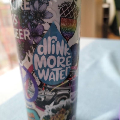 Drink More Water Drop Sticker, Water Bottle Hydration Reminder Sticker ...