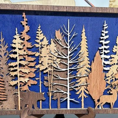 Layered Forest Design for Laser Cutting 2 Separate Designs 4 Panels ...