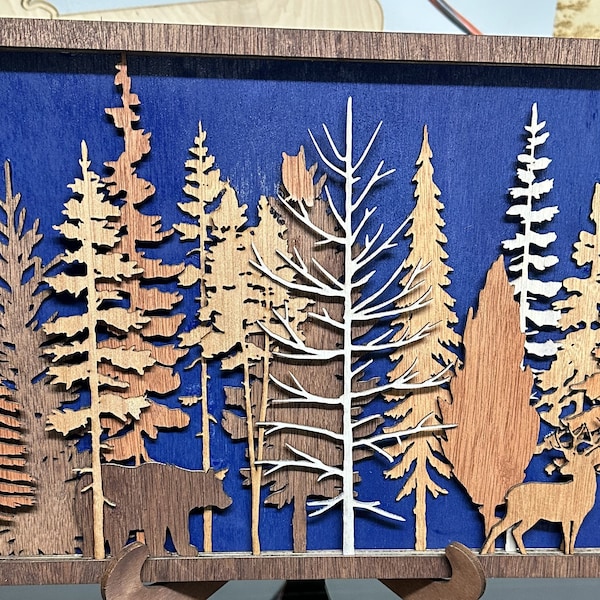 Layered Forest Design for Laser Cutting - 2 Separate Designs 4 Panels ...