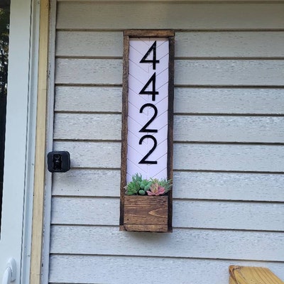 Cresswell Planter House Number Sign, Stunning Vertical Address Sign ...