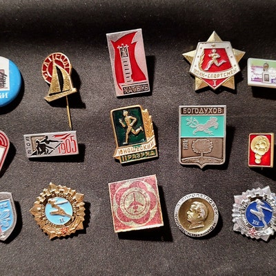Soviet Pins, Mystery Box of 25 Vintage Enamel Metal Pins, Vintage ...