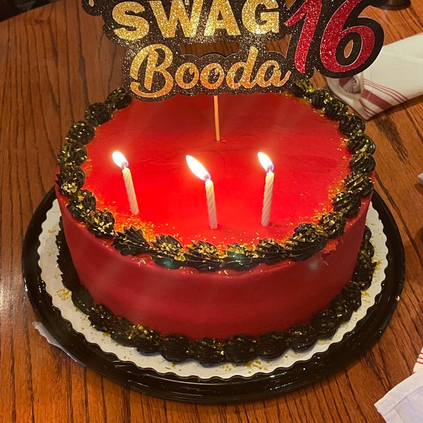 Drippin SWAG Custom Cake Topper With Name and Age - Gold Dripping in ...