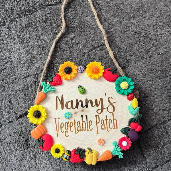 Vegetable Patch Engraved Wooden Log Garden Plaque Sign Personalised ...
